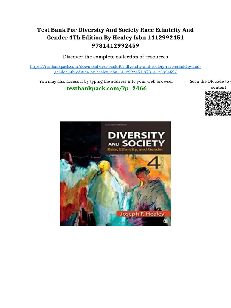 Test Bank for Diversity and Society Race Ethnicity and Gender 4th ...