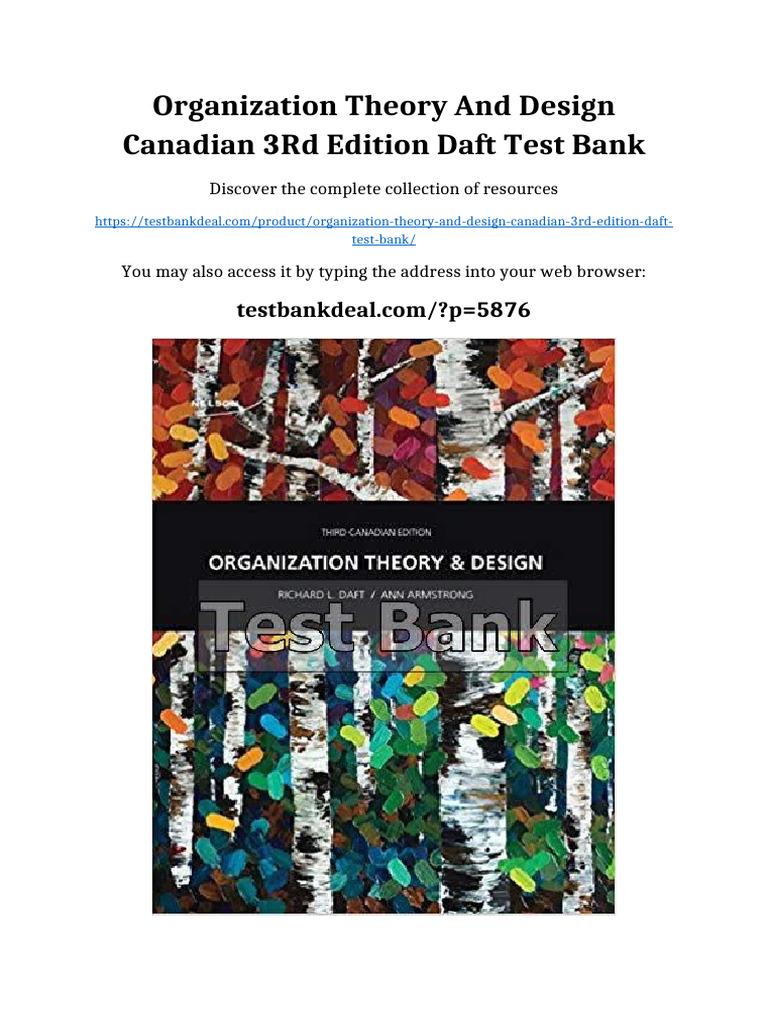 Organization Theory and Design Canadian 3rd Edition Daft Test Bank full ...