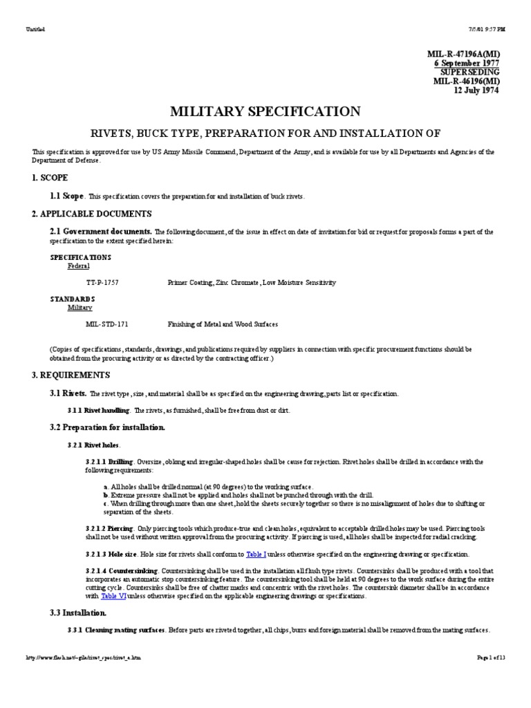 Military Buck Rivet Installation Guide | PDF | Rivet | Specification ...