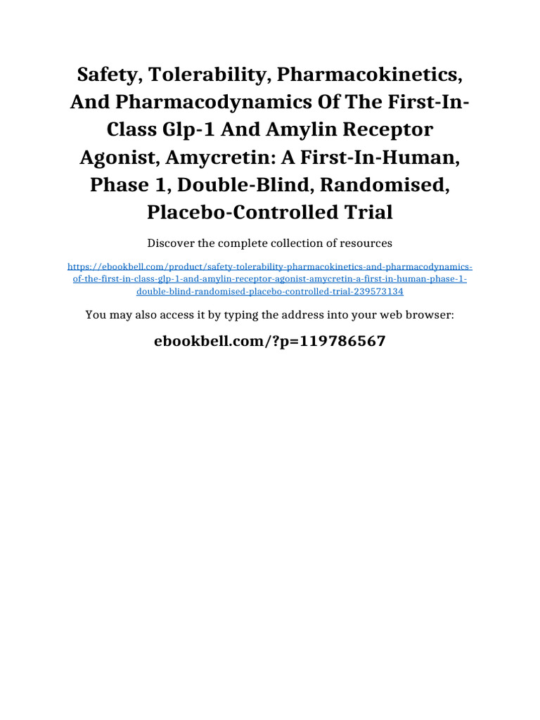 Safety, tolerability, pharmacokinetics, and pharmacodynamics of the ...