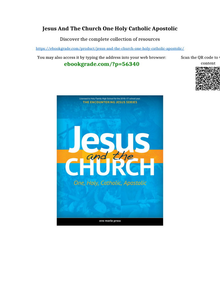 Jesus and the Church One Holy Catholic Apostolic Kindle & PDF Formats ...
