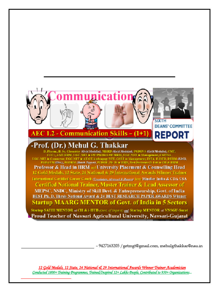 Comprehensive Handouts On Communication Skills-Dr. MGT | PDF | Body ...
