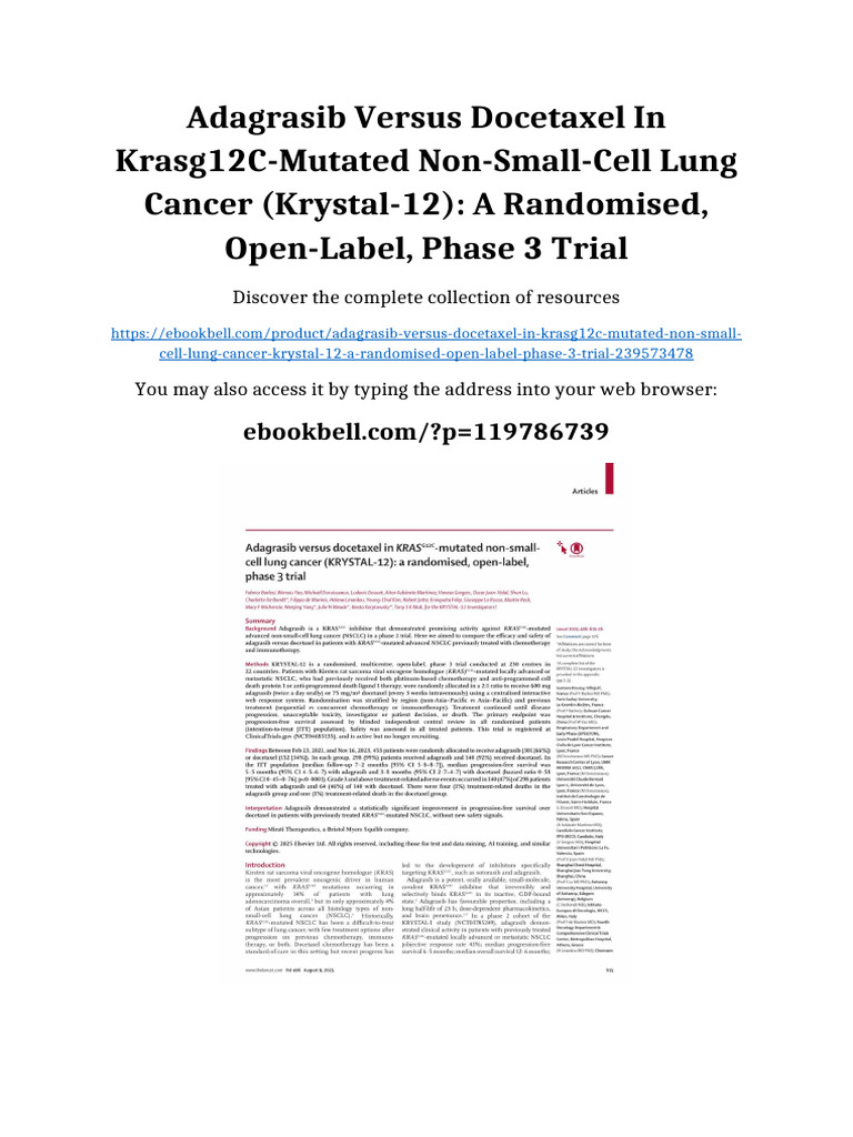 Adagrasib versus docetaxel in KRASG12C-mutated non-small-cell lung ...