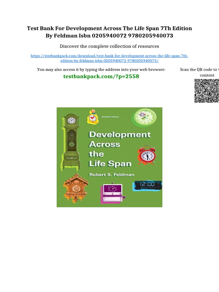 Test Bank for Development Across the Life Span 7th Edition by Feldman ...