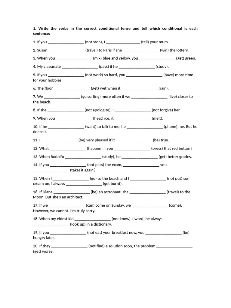 Zero, First and Secon Conditional-Examples | PDF
