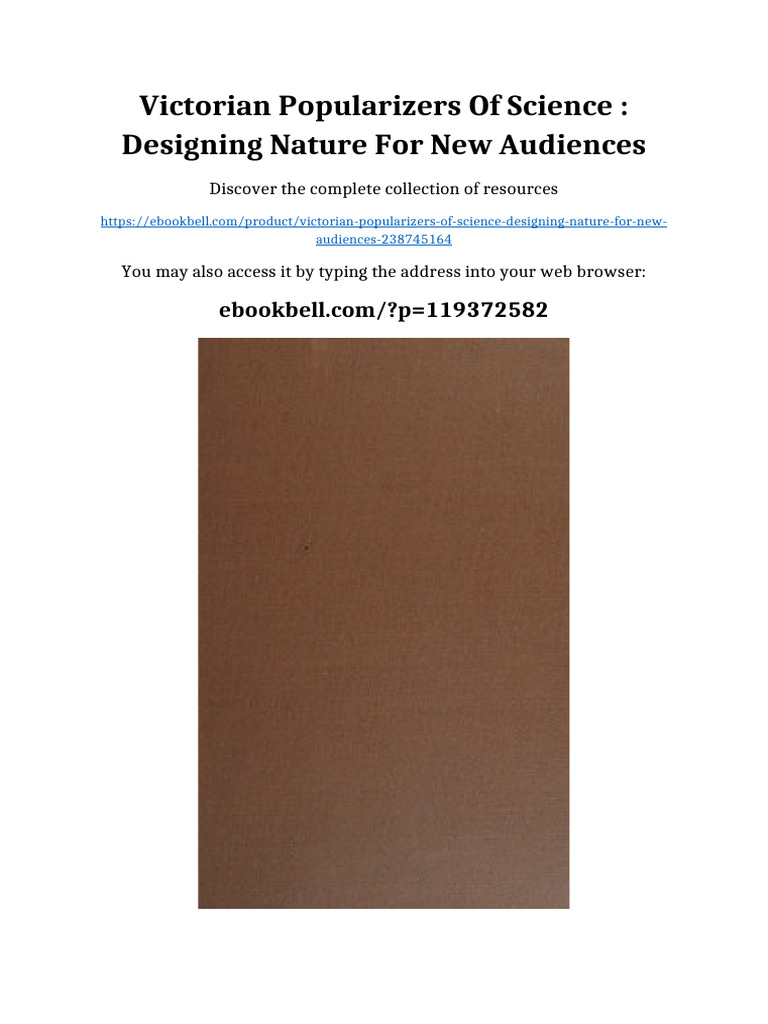 Victorian Popularizers of Science: Designing Nature For New Audiences ...