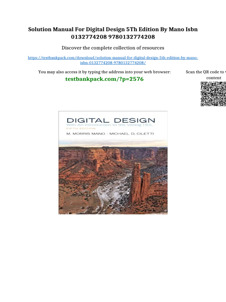 Solution Manual for Digital Design 5th Edition by Mano ISBN 0132774208 ...