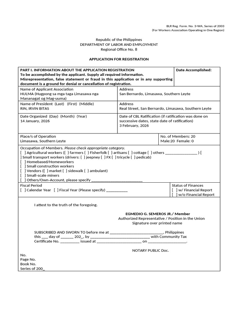 DOLE Application Form | PDF