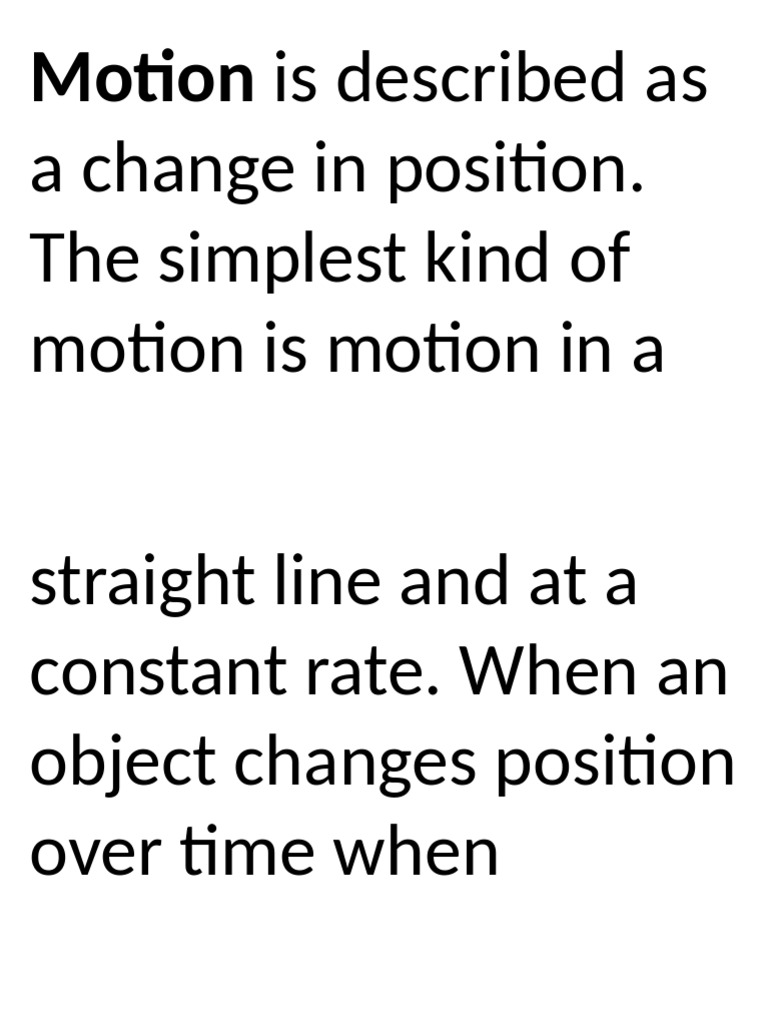 Motion is Described as a Change in Position | PDF