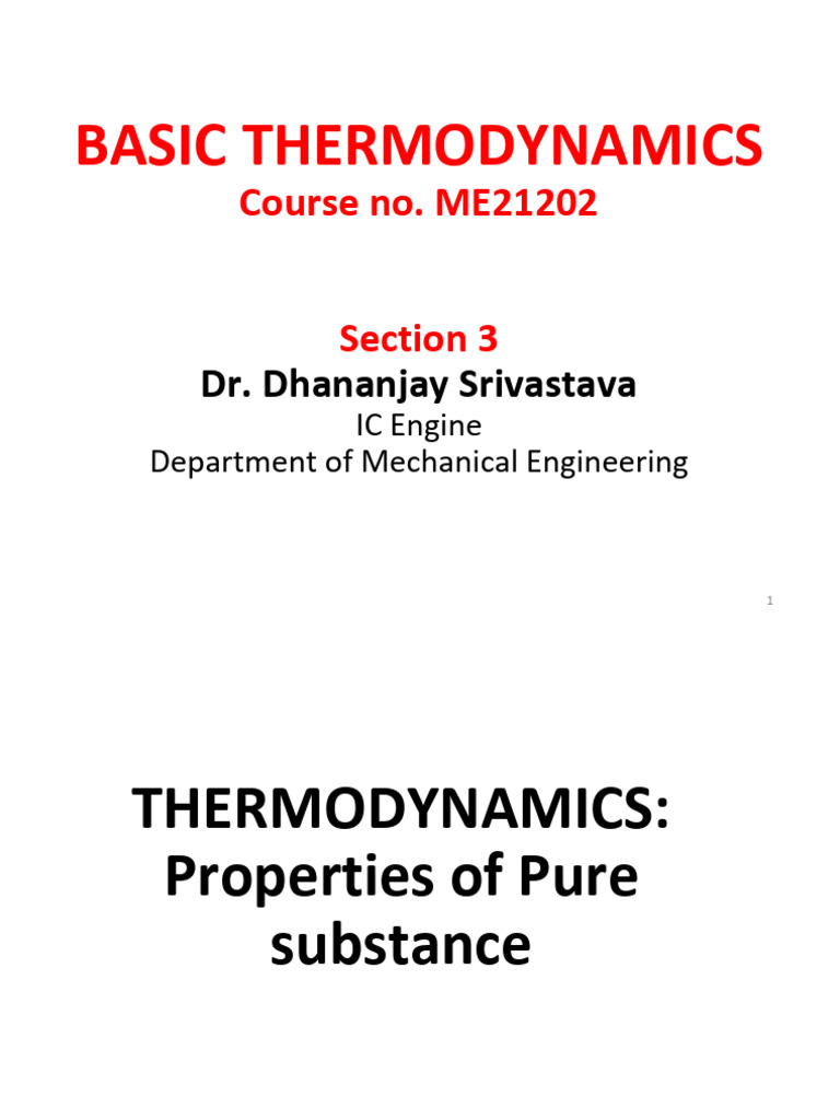 Thermodynamics Pure Substance | PDF | Gases | Phase (Matter)