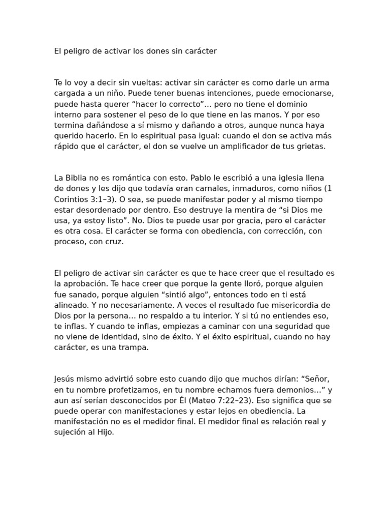 El Peligro Del Don Sin Caracter | PDF | Cristo (título)