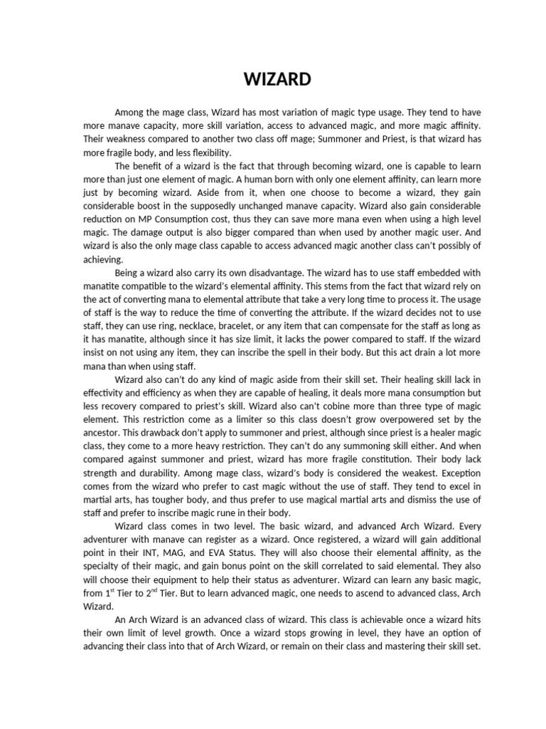 Wizard Skill List | PDF | Lightning | Magician (Fantasy)