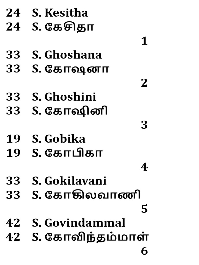 04_Tamil_Nakshatra_Letters_and_Numerology_Number_Matching_Names | PDF