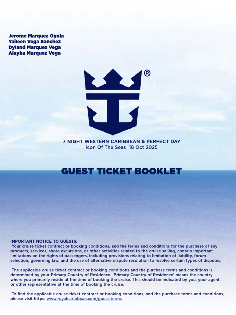 Guest Ticket Booklet: Jerome Marquez Oyola Yaileen Vega Sanchez Dyland ...