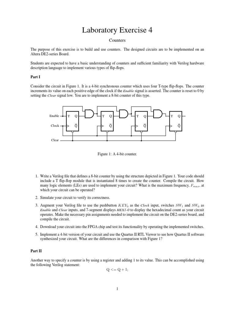 Laboratory Exercise 4 Counters Pdf Computer Engineering