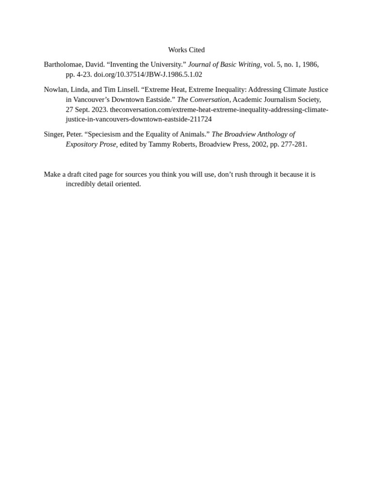Works Cited MLA Practice | PDF