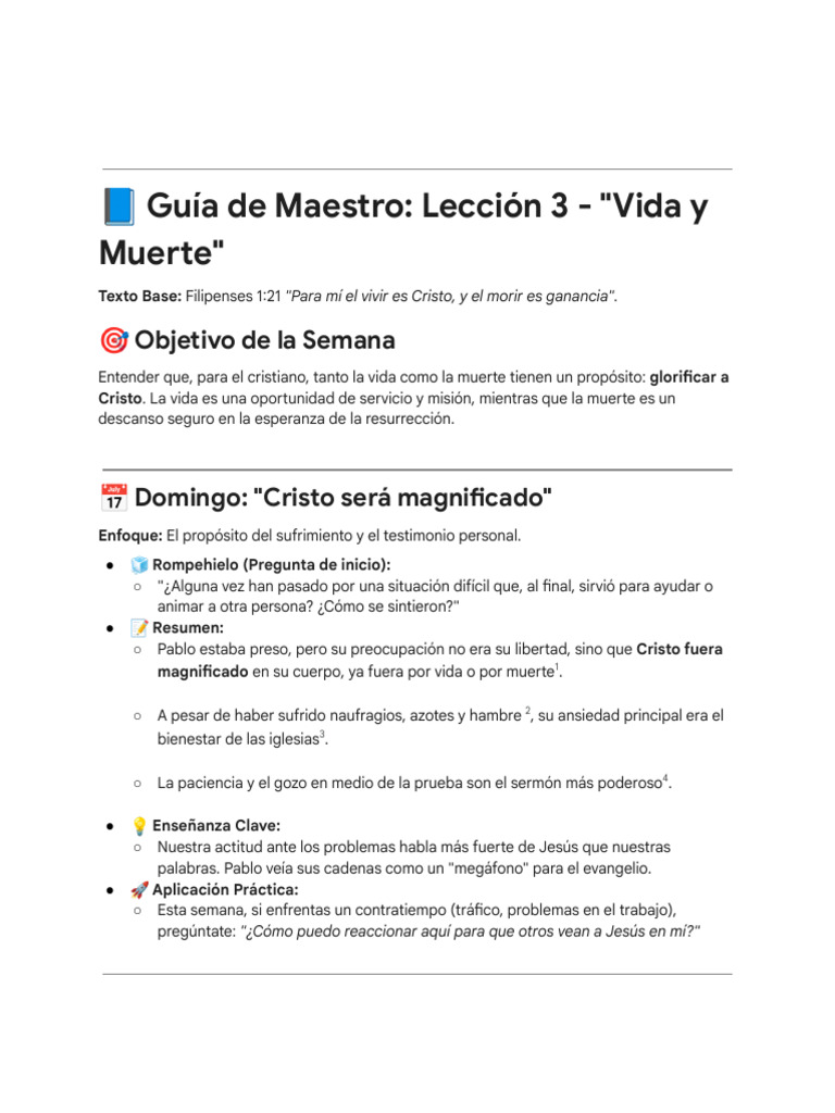 Guía Maestro Escuela Sabática - Vida y Muerte | PDF | La resurrección ...