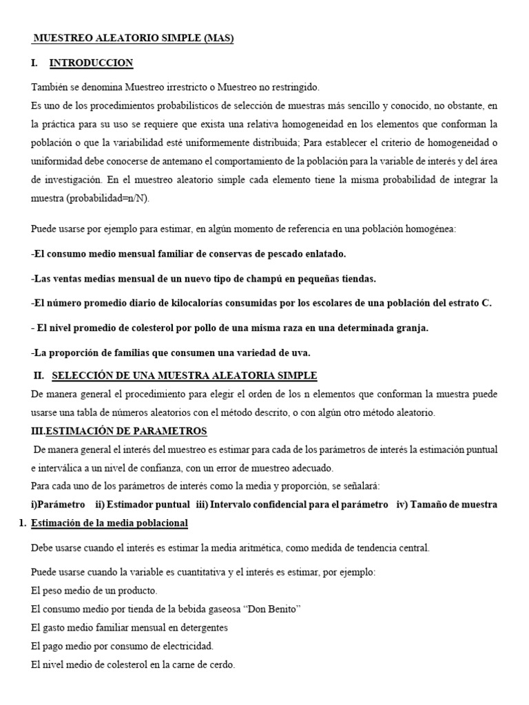 Muestreo Aleatorio Simple | PDF | Muestreo (Estadísticas) | Intervalo ...