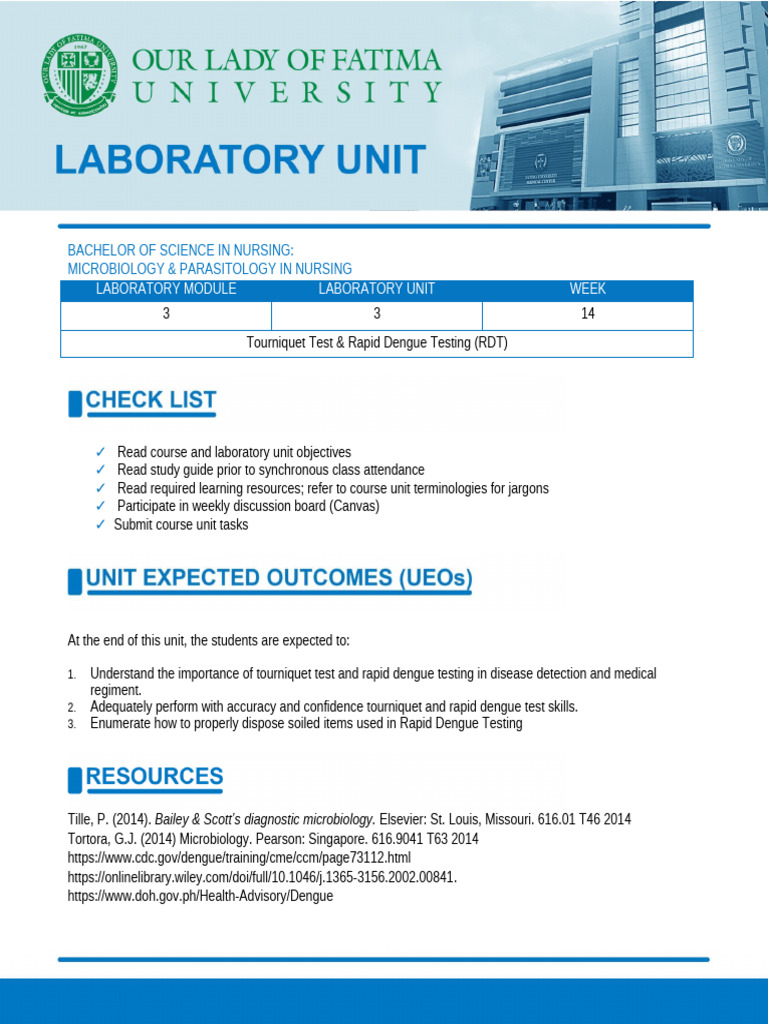 TOURNIQUET & RDTesting Course Unit - Micro-Para Lab | PDF | Medicine ...