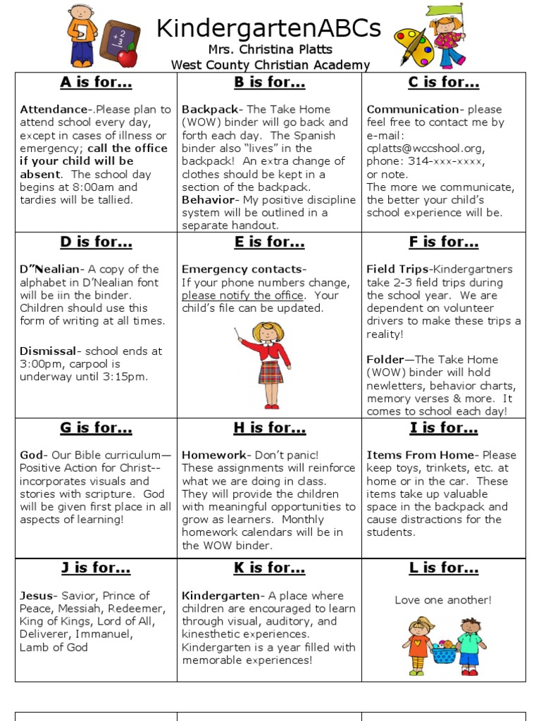 Kindergarten ABCs For Parents | PDF | Homework | Cognition