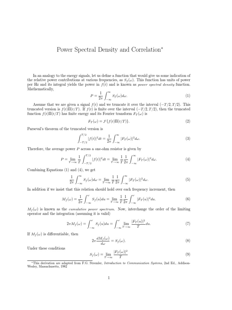 Power Spectral Density | PDF