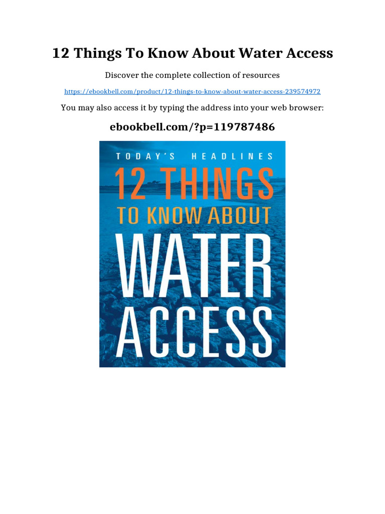 12 Things To Know About Water Access Full | PDF | Property ...