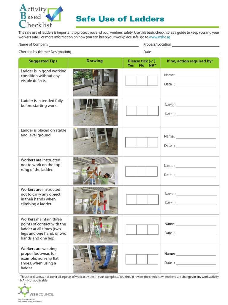 Safe Use of Ladders Checklist 2025 | PDF | Ladder