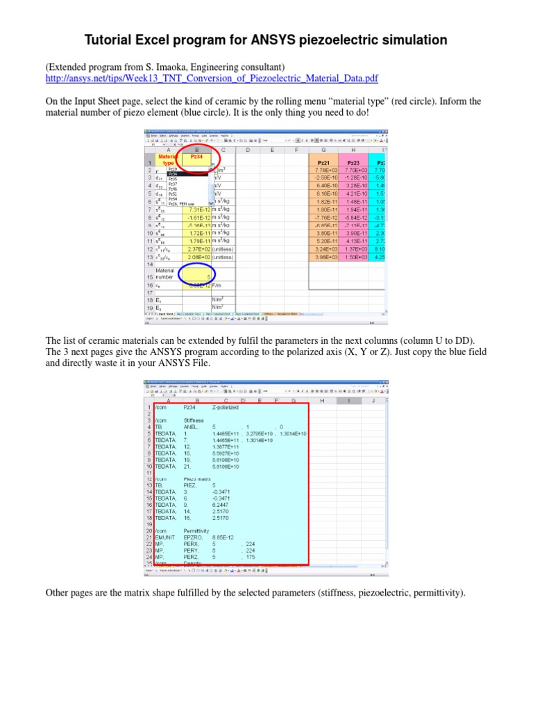 Tutorial Excel Program For ANSYS Piezoelectric Simulation | PDF | Piezoelectricity | Electrical ...