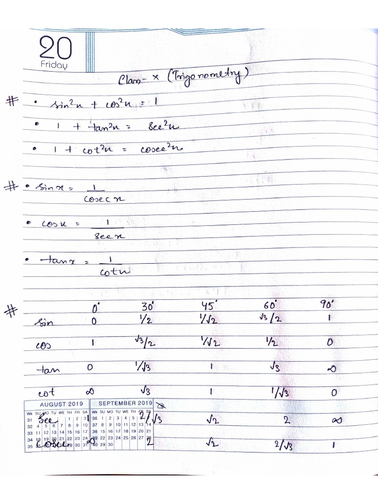 Trigo Formulas | PDF