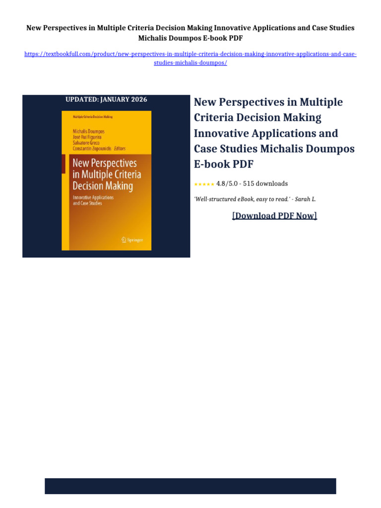 New Perspectives in Multiple Criteria Decision Making Innovative ...