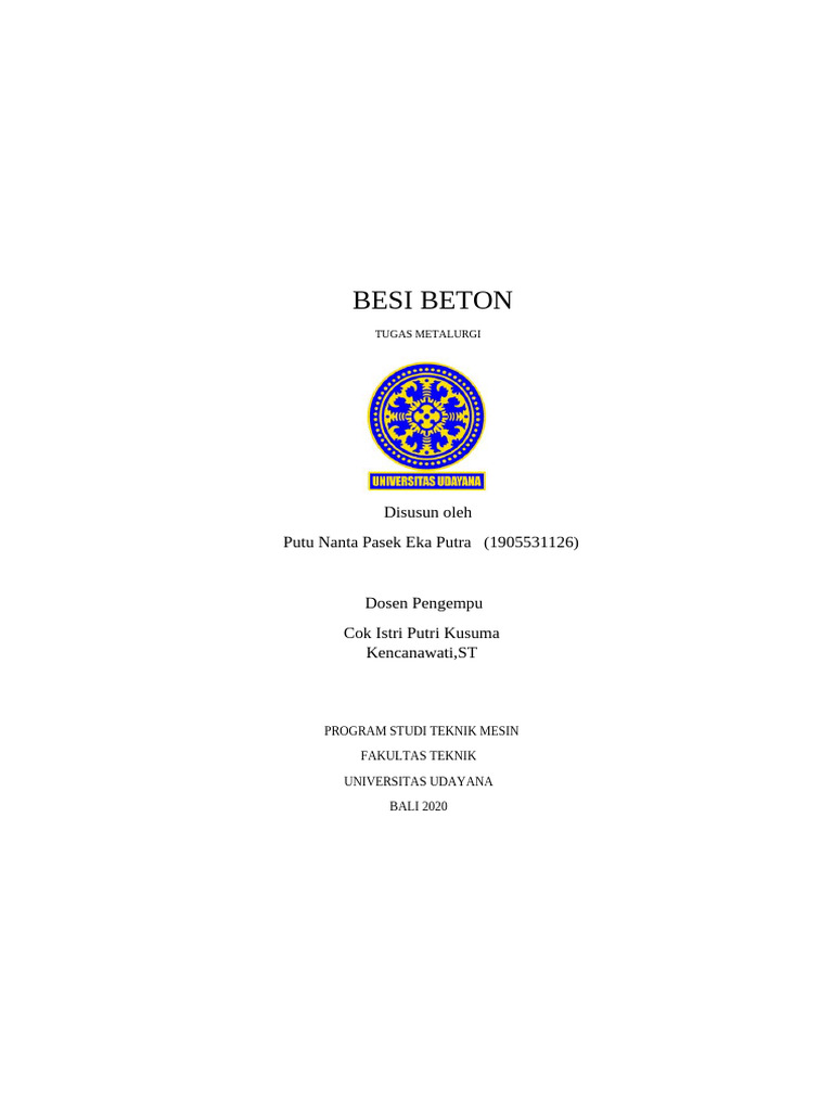 Putu Nanta Pasek Eka Putra - 1905531126 - Besi Beton | PDF