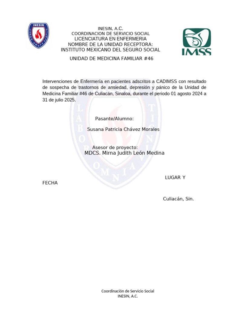Avance de Proyecto Correccion 1 Susana Chavez | PDF | Trastorno ...