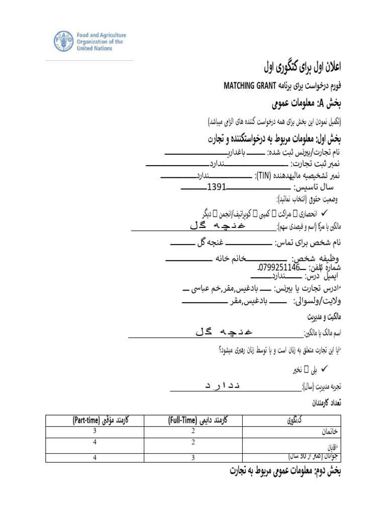 Matching Grant Application Form - Dari 111 | PDF
