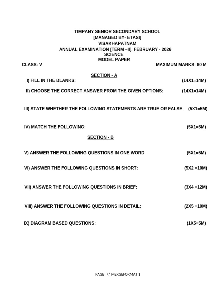 Science Final Model Paper | PDF