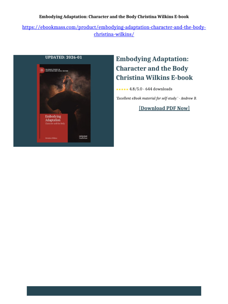 Embodying Adaptation: Character and the Body Christina Wilkins ebook ...