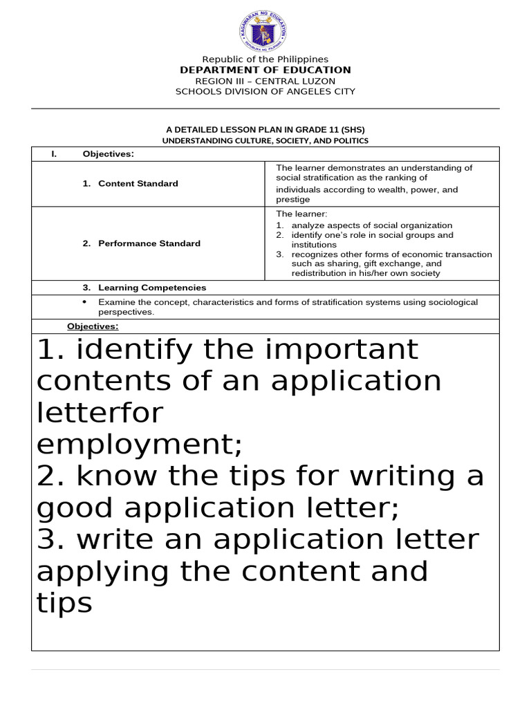 A Detailed Lesson Plan in Shs - Ucsp | PDF | Social Stratification ...