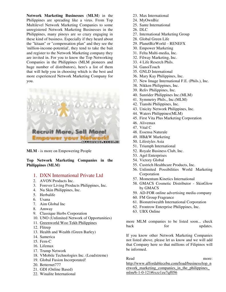 Top MLM Companies in the Philippines | PDF | Multi Level Marketing ...