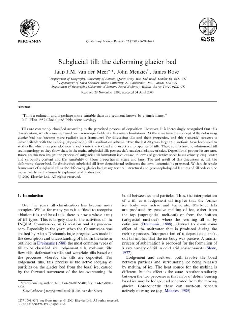 Subglacial Till Deforming Glacier Bed | PDF | Glacier | Sedimentary Rock