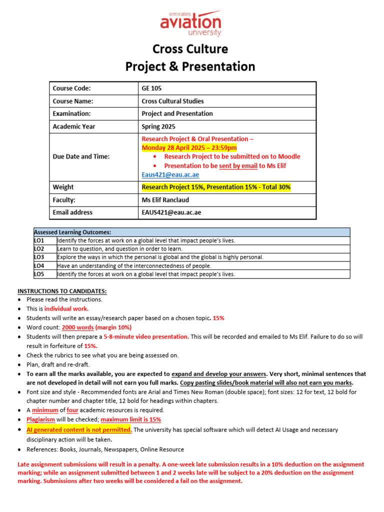 Cross Culture Project Presentarion SC | PDF | Citation | United Arab ...
