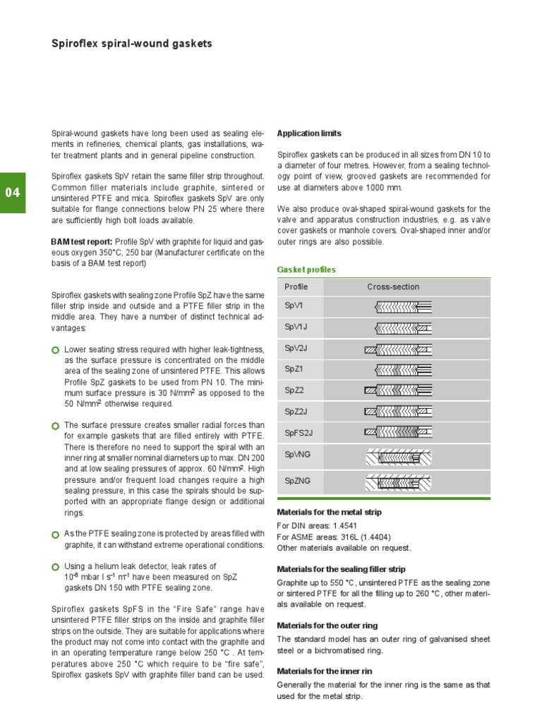 Spiroflex Spiral-Wound Gaskets Overview | PDF | Chemistry | Mechanical ...