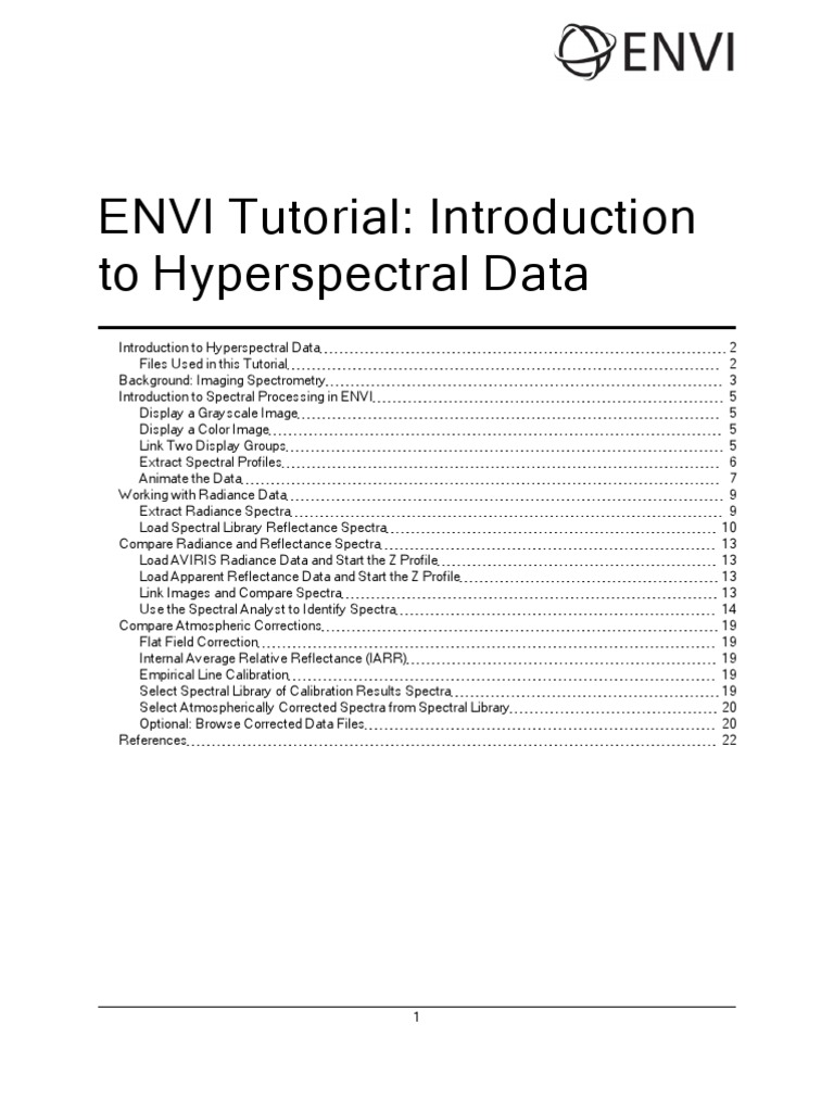 ENVI Hyperspectral Data Tutorial | PDF | Spectrum | Image Resolution