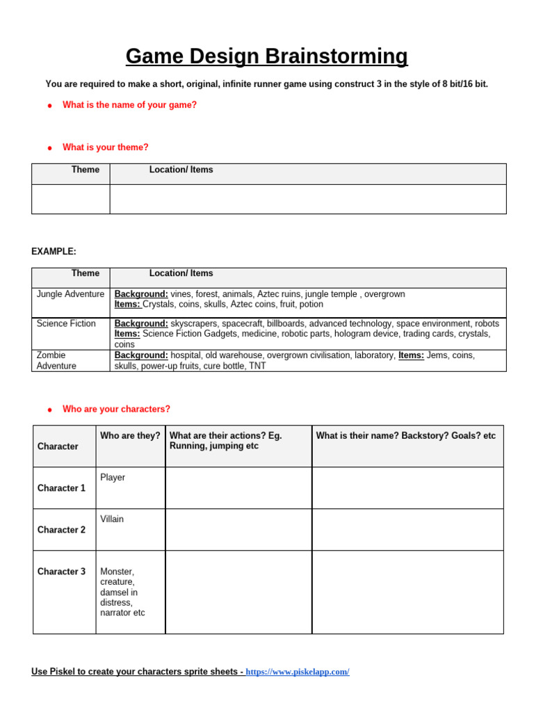Task 1 - Game Design Brainstorming | PDF