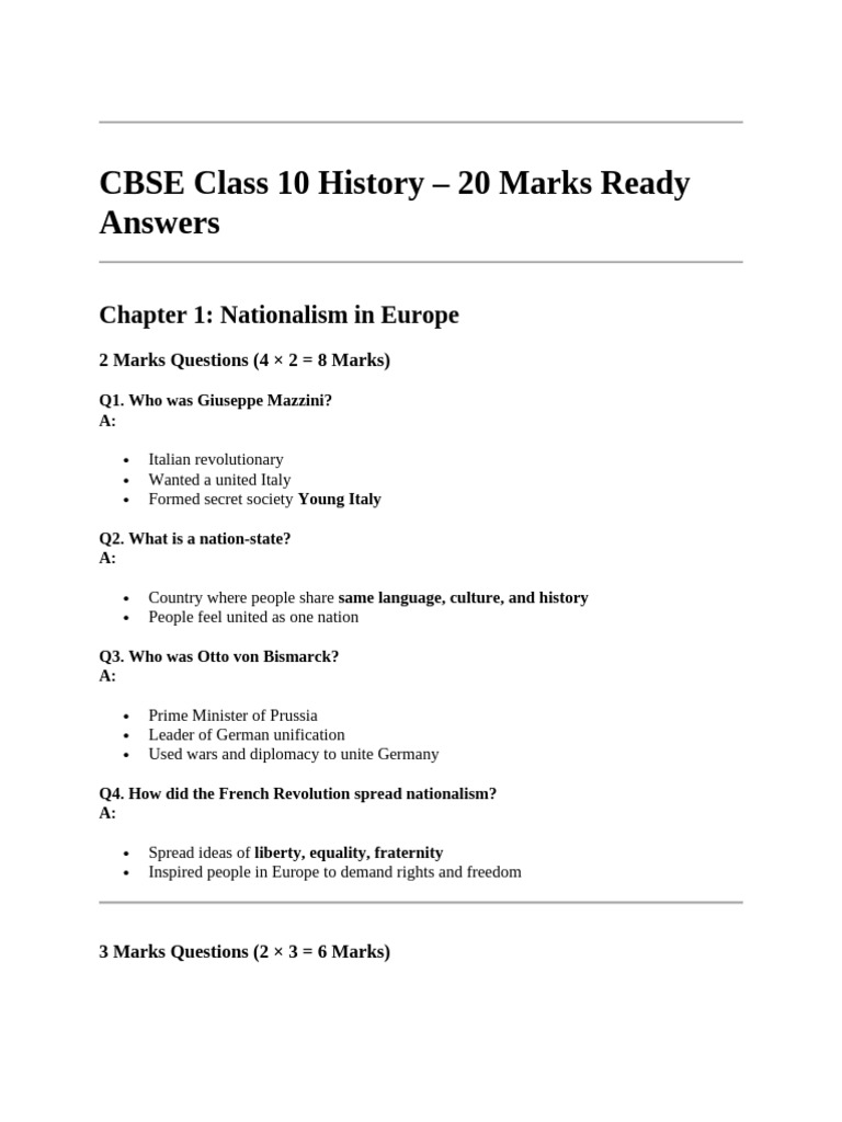 CBSE Class 10 History Sami | PDF