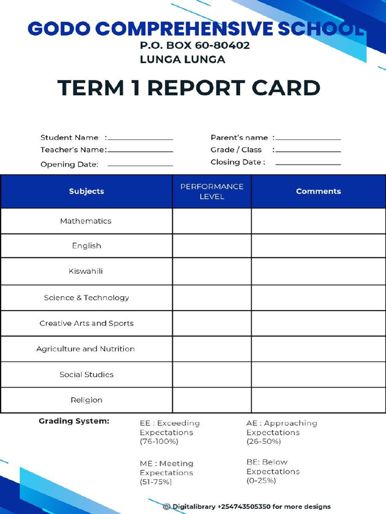 Grade 4-6 Sample Report Card | PDF