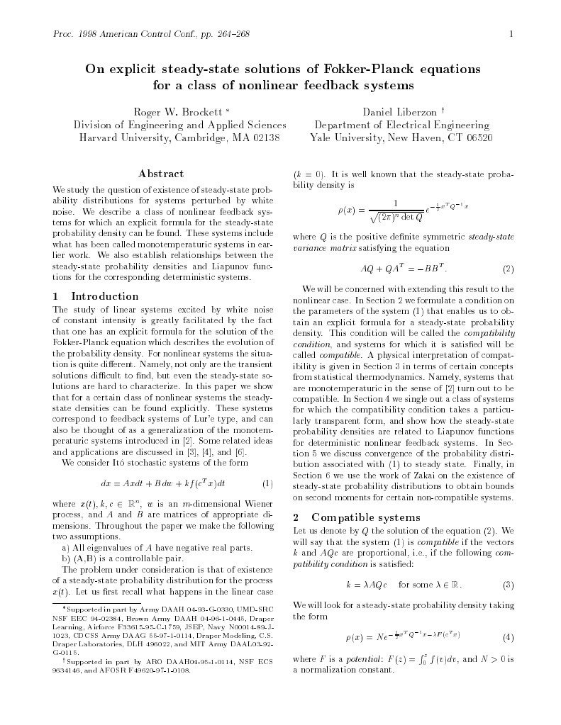 On Explicit Steady-State Solutions of Fokker-Planck Equations For A ...