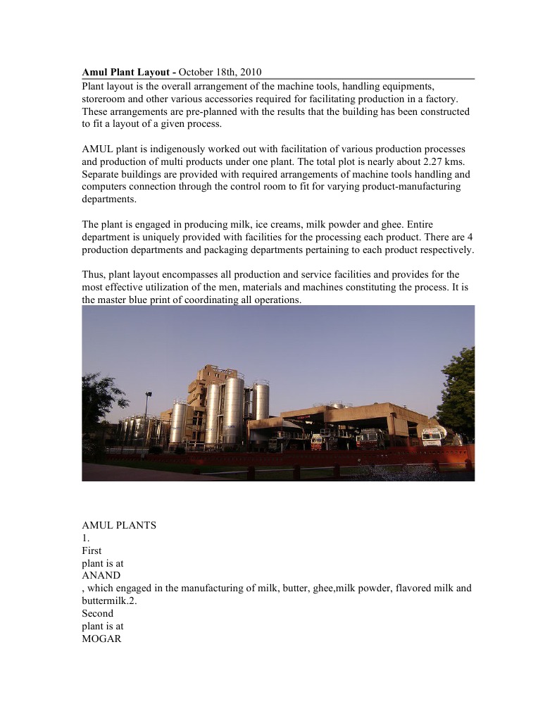 Amul Plant Layout | Butter | Milk