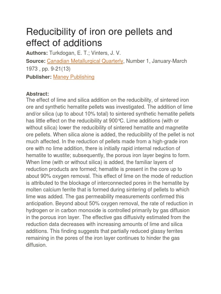 Lime in Iron Ore | PDF | Iron Ore | Smelting