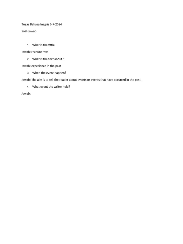 Tugas Bahasa Inggris 6-9-2024 Belum Selesai | PDF