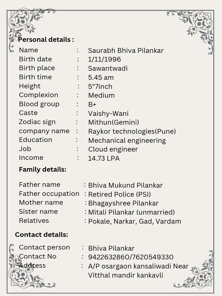 Personal Details | PDF