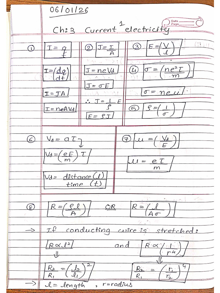 3 Current Electricity Formula List | PDF